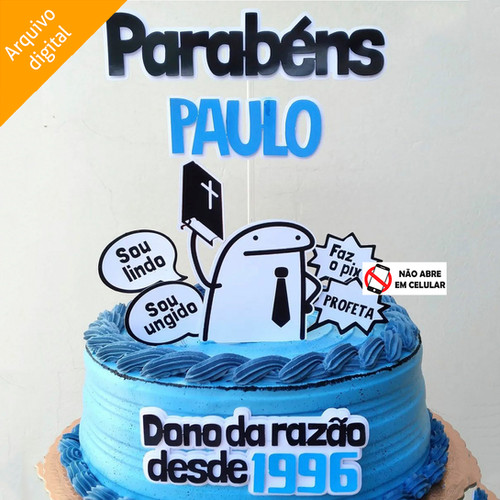 Topo de Bolo Flork Religioso Dono da Razão Flork Pastor | Topo de bolo ...