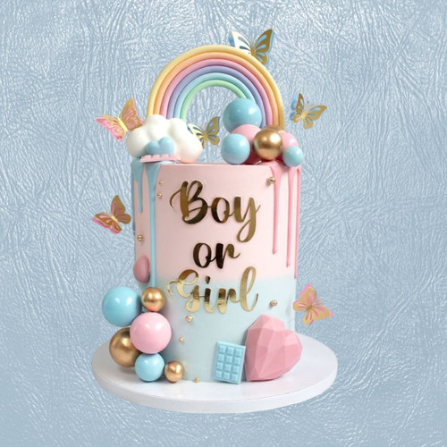 Rainbow Gender Reveal Cake | Bakery Bites Cafe