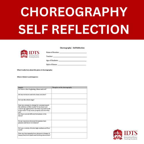Choreography Self Reflection | Dance Teaching Stand