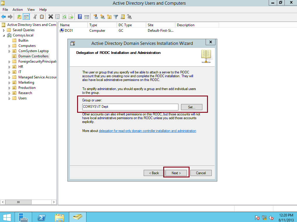 Step by Step Installing and Configuring a RODC in Windows Server 2012 R2