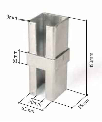 Pfostenverbinder 60x60 (Gerade) | stahlzaun