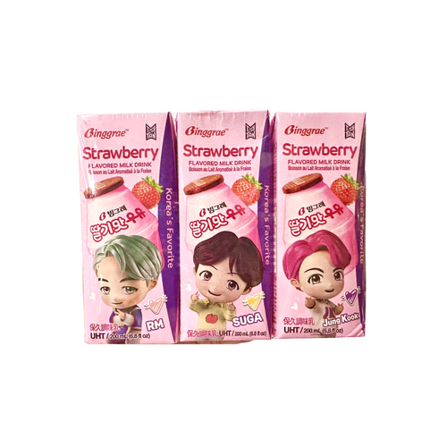 Binggrae Strawberry Milk BTS Special Edition | AJAMARTKOREANGROCERY