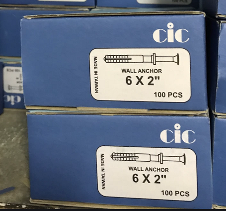 Nylon Nail Plug /Wall Anchor wM6 x 2 Inch-Taiwan (100pcs/box ...