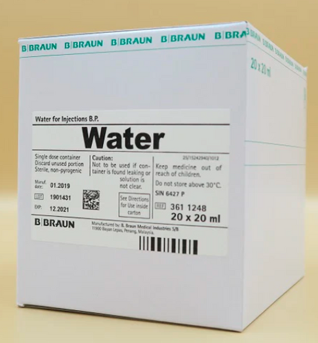 Water Sterile/Saline,20ml (WATER) (20 Tube/box) BB-3611017 | Hardware ...