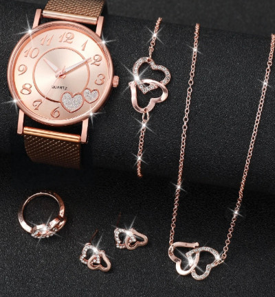 1 set Golden Stainless Steel Rose Design Jewelry Set | My Site