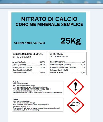 NITRO-CAL NITRATO DI CALCIO GRANULARE KG. 25 | Agraria Di Vita