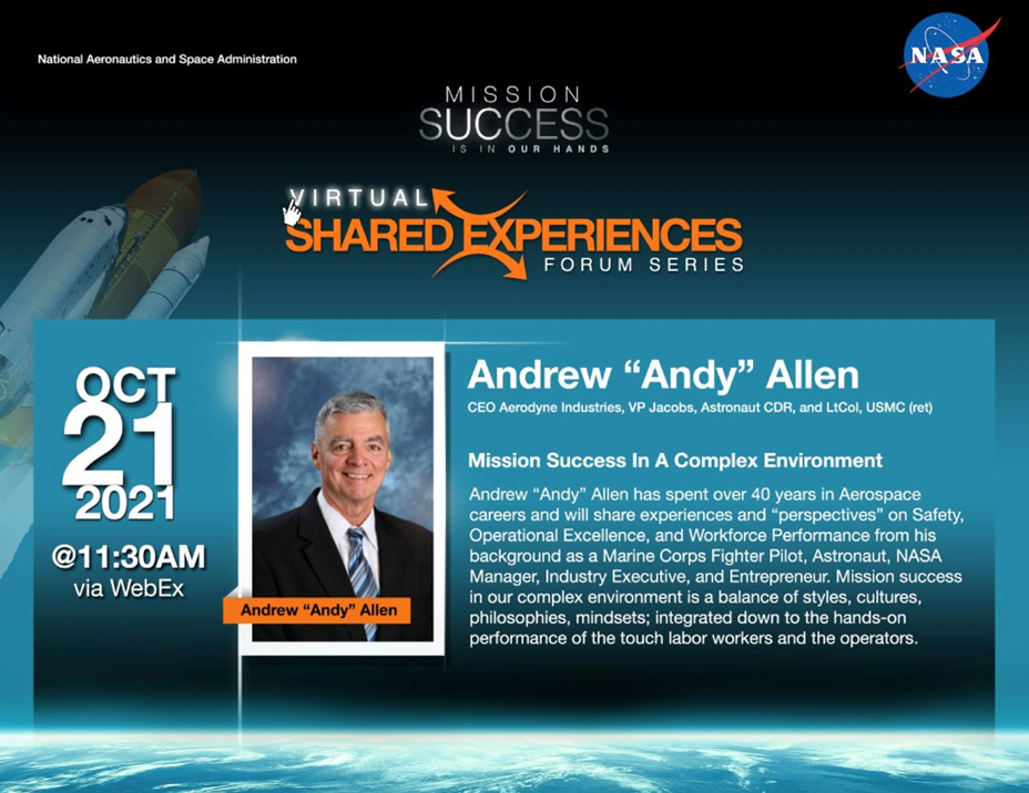 CEO Andy Allen appears on NASA’s “Mission Success is in Our Hands" Forum