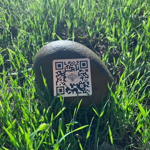 River Stone with QR Code Plaque | digitalandstone