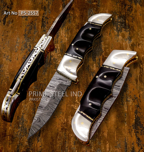 Guardian Glaive Damascus Steel Folding Pocket knife | Prime Steel Industry