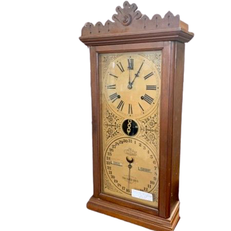 Walnut case Ithaca calendar clock time and strike 8 day #14 Granger ...