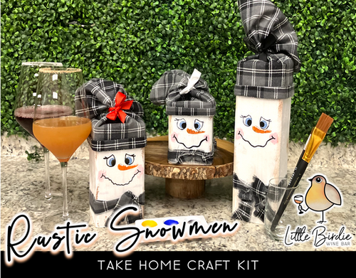 Take Home Craft Kit | Rustic Snowmen Trio | littlebirdiewinenest