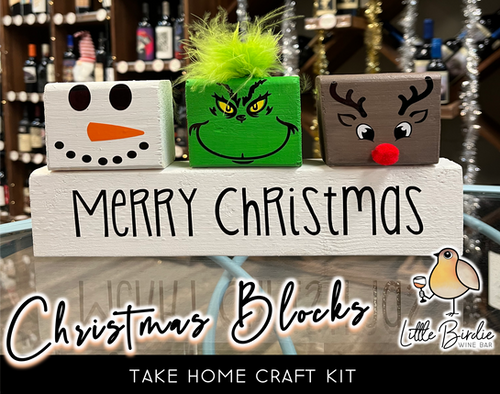 Take Home Craft Kit | Christmas Character Blocks | littlebirdiewinenest