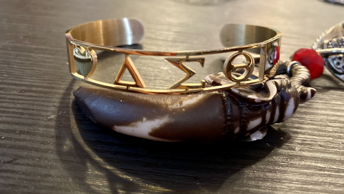 DST SS Heart/Symbol Bangle Bracelet | itsgreektome