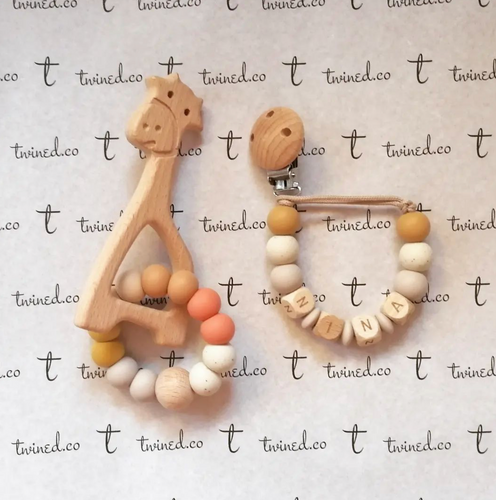Personalised Dummy Clip & Teether Combo | Twined.Co