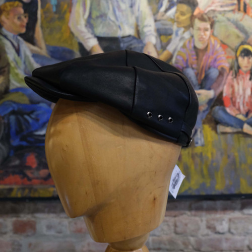 Black Leather Cigar Cap | ::: Al's Attire