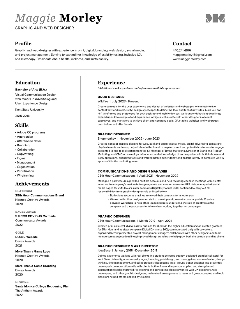 Resume | Maggie Morley