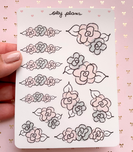 Winter vibes floral stickers | oky plans