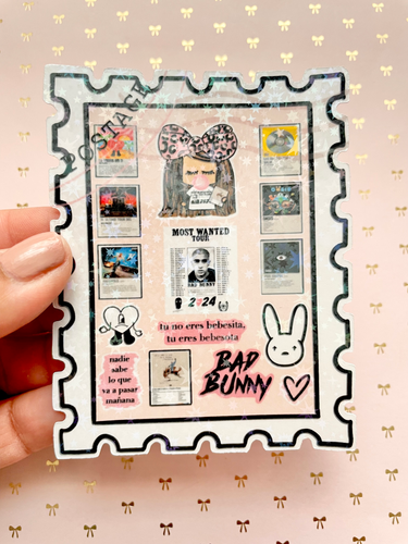 Bad Bunny concert stamp holographic die cut | oky plans