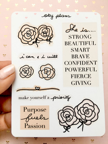 Rosette neutral deco stickers | oky plans