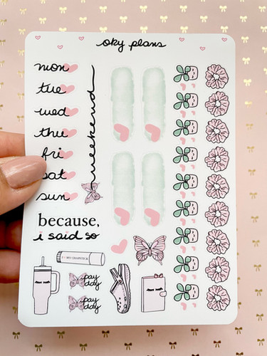 Pink love weekly stickers | oky plans