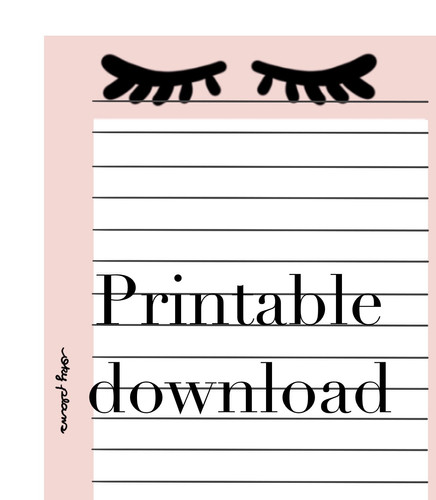 Eyelash note paper printable download PDF file | oky plans