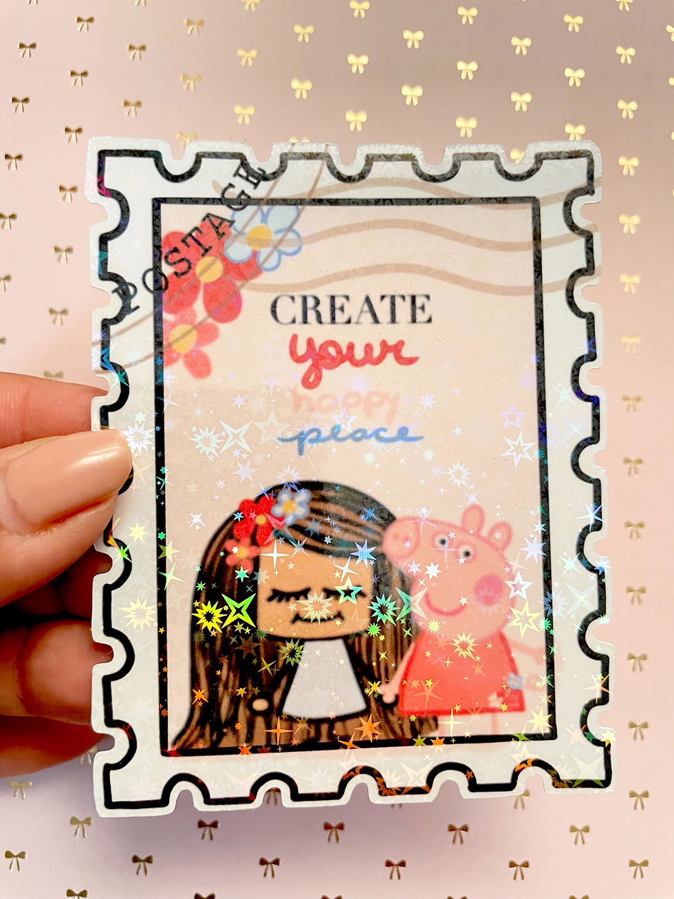 Peppa Pig stamp holographic die cut | oky plans