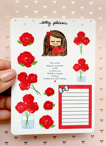 Red floral deco stickers | oky plans