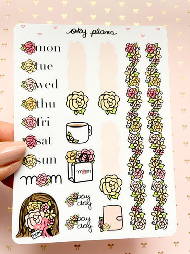Mom florals weekly stickers | oky plans