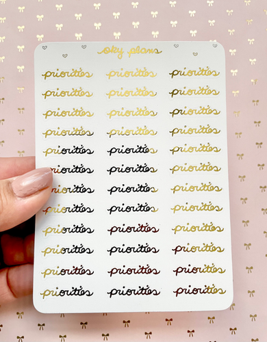 Priorities word stickers | oky plans