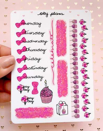 Birthday sparkle weekly stickers | oky plans