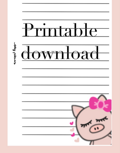 Lulu the piggy note paper printable download PDF file | oky plans