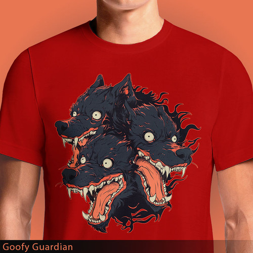 Goofy Guardian Tee - Japanese Anime-Style Cerberus Design | OSOM.in