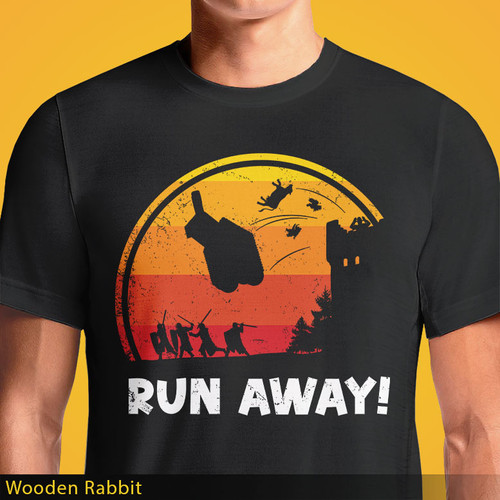 Vintage Run Away T-Shirt – Monty Python Wooden Rabbit Scene osom.in