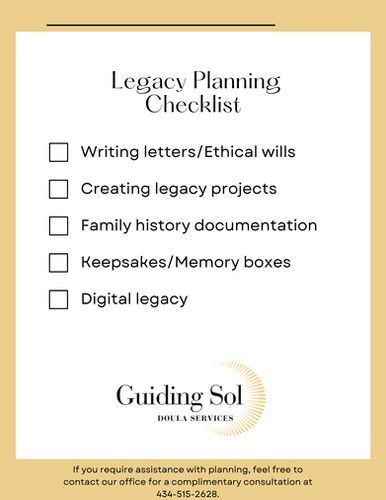 Legacy Planning Checklist | Guiding Sol