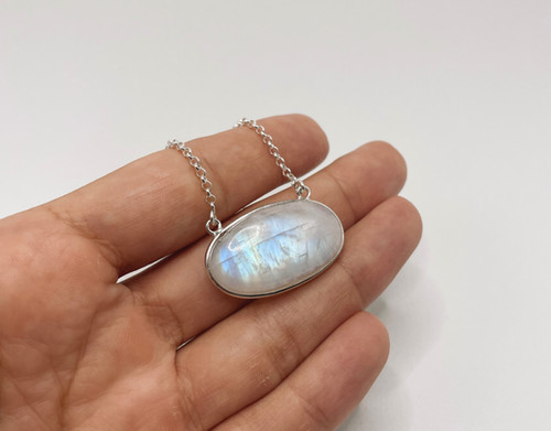 Colar Pedra da Lua Oval Prata 925 | Amuletos da Lua