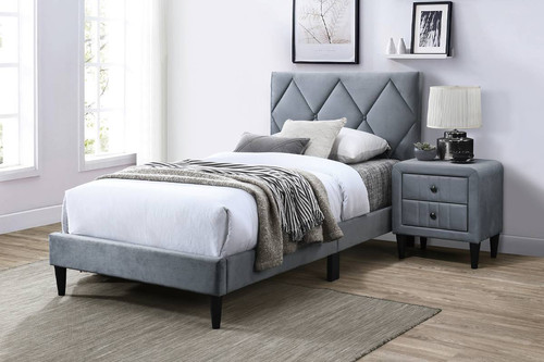 Velvet Twin Frame + Mattress | Furniture Plus