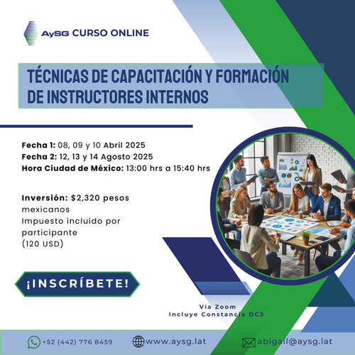 Curso Técnicas de Capacitación y Formación de Instructores Internos | AySG