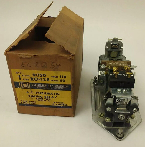 SQ. D CLASS 9050 TYPE RO-12E SER.A, AC PNEUMATIC TIMING RELAY, 110V ...