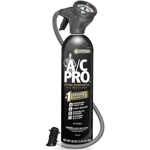 AC Pro Car Air Conditioner Synthetic R134A Refrigerant Recharge Kit W ...