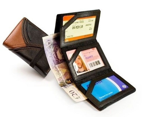 Faux Leather Tri-Fold Commuter Wallet Train Ticket / Bus Pass Holder ...