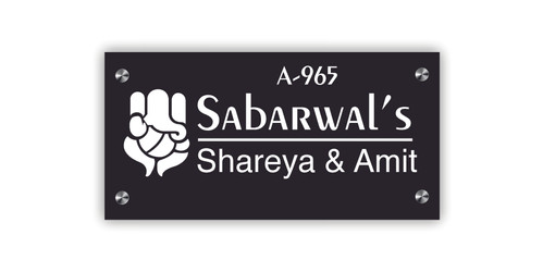 Nameplate with Hindu God Symbol - Acrylic Name Plate - Best for House ...