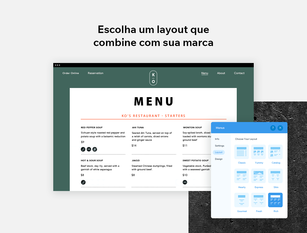 Menus do Wix Restaurants | Wix App Market | Wix.com
