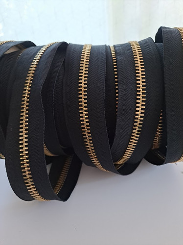 YKK #10 Metal Zipper Black 580 Gold | Zippers On The Roll