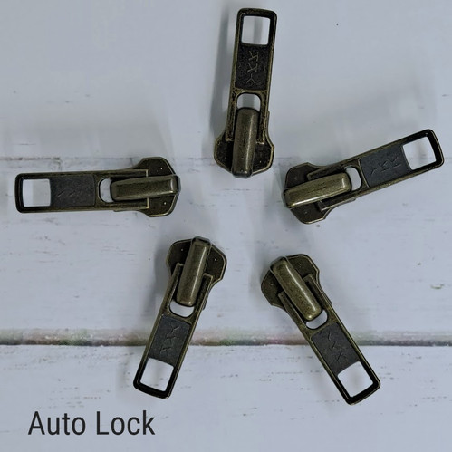 YKK #5 Antique Gold Auto Lock Slider for Metal Zipper - pkt of 5 ...