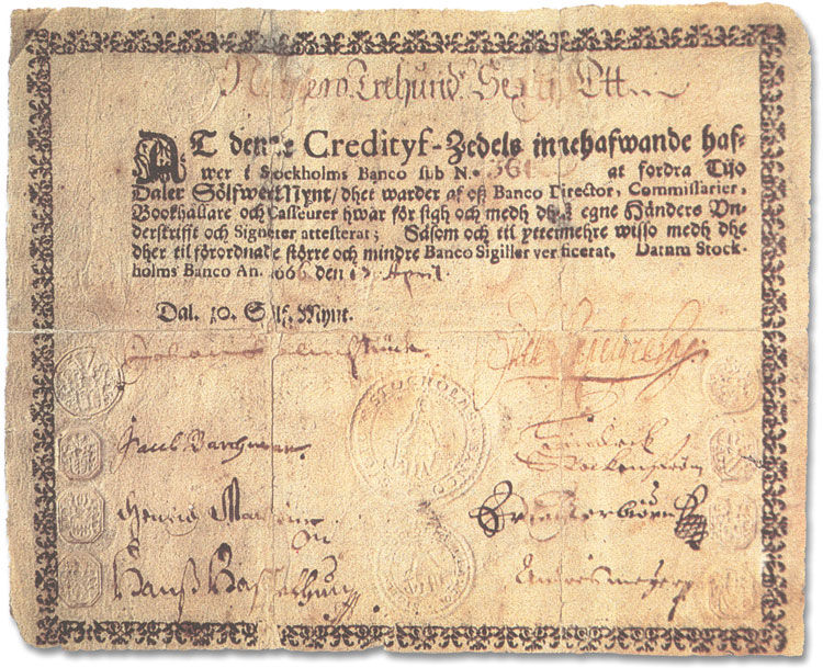 Die ersten Banknoten Europas kamen aus Skandinavien