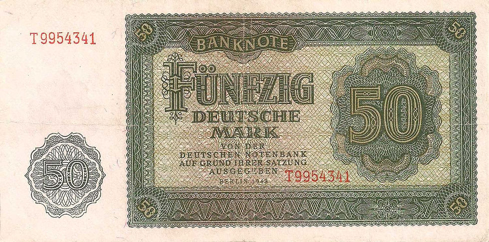 Eine Banknote zu 50 Deutsche Mark mit Datum 1943