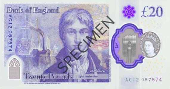 England: Die neue 20-Pfund-Polymer-Banknote