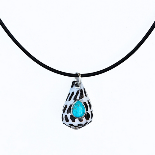 Hawaiian Hebrew Cone Shell with Turquoise Pendant | Beach House Stones