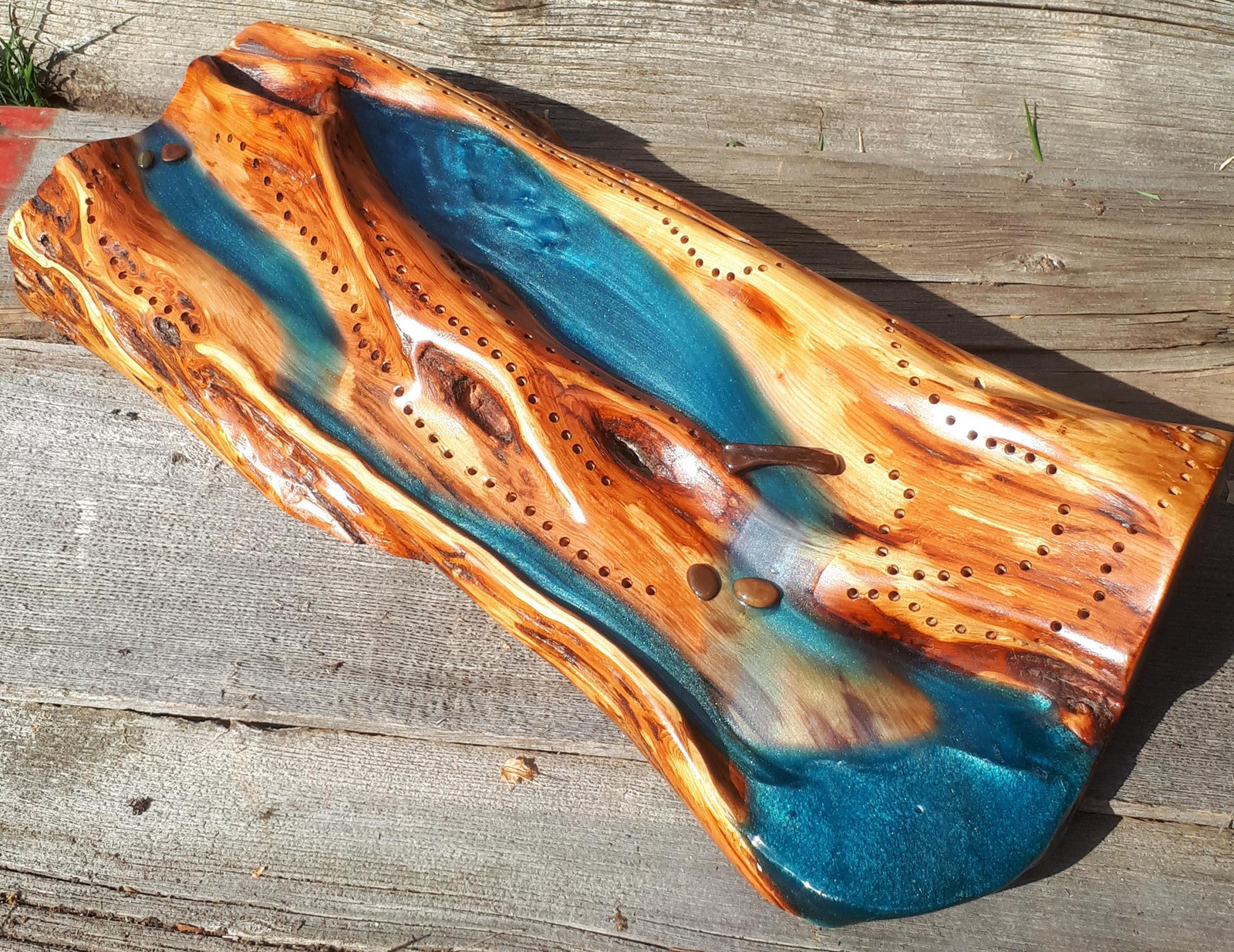 3D Cribbage Board With Blue Epoxy River 3d-cribbage-board-with-blue-epoxy-river