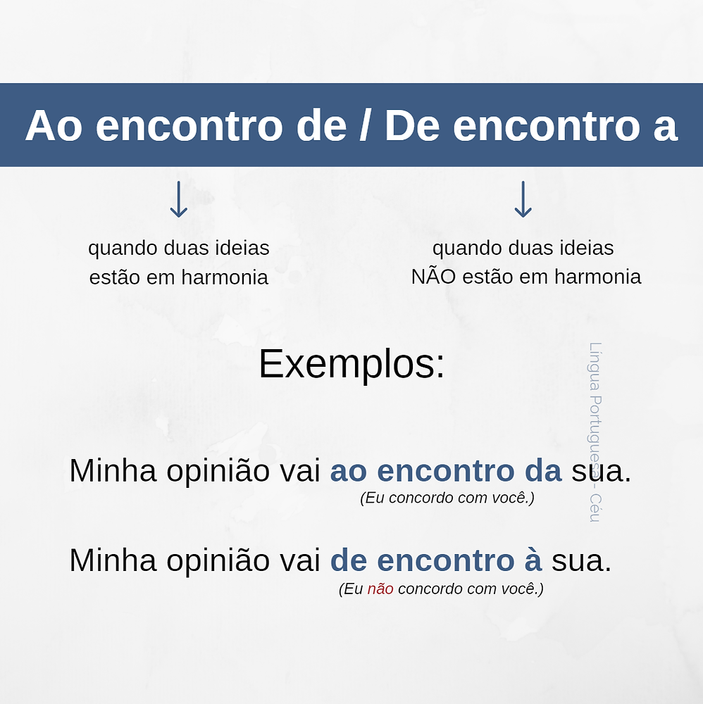 "De encontro a" e "Ao encontro de"